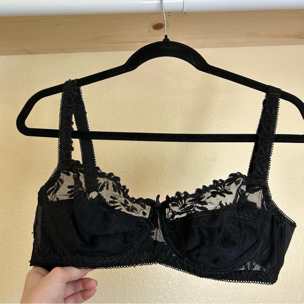 Black Vintage Lou Balconette Bra French Lingerie - Gem